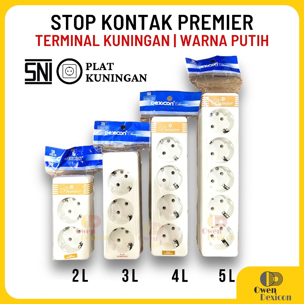 Jual STOP KONTAK TANPA KABEL 2/3/4/5 LUBANG TPLAT KUNINGAN WARNA PUTIH ...