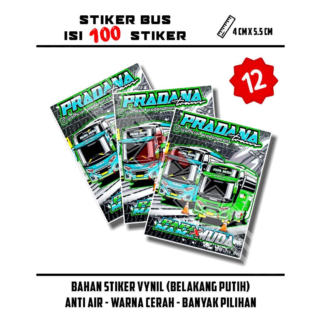 Jual VIRAL stiker bus basuri isi 100 stiker | tunggal jaya kids panda ...