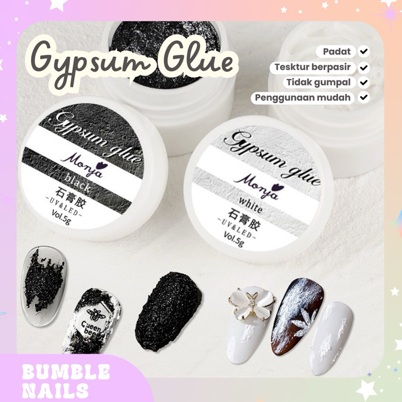 Jual Monja Gypsum Gel Glue Black White Nail Art Polish Clay UV LED ...
