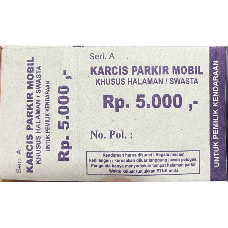 Jual KARCIS PARKIR MOTOR MOBIL UNIVERSAL KERTAS WARNA | Shopee Indonesia
