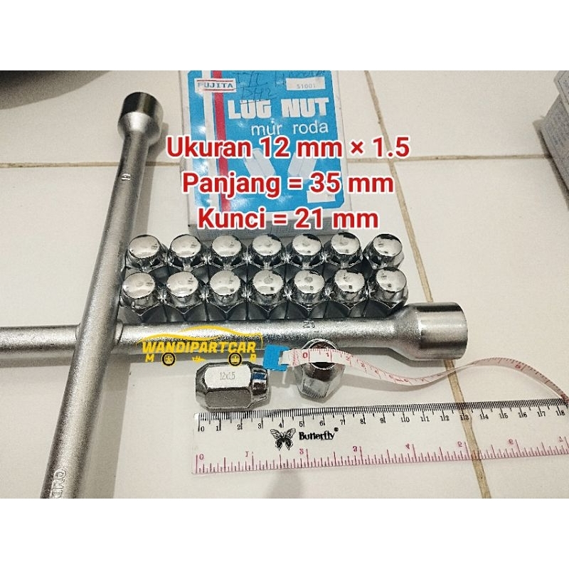 Jual MUR BAUT RODA RACING LUG NUT 12 X 1.5 KUNCI 21 SATUAN (1PCS ...