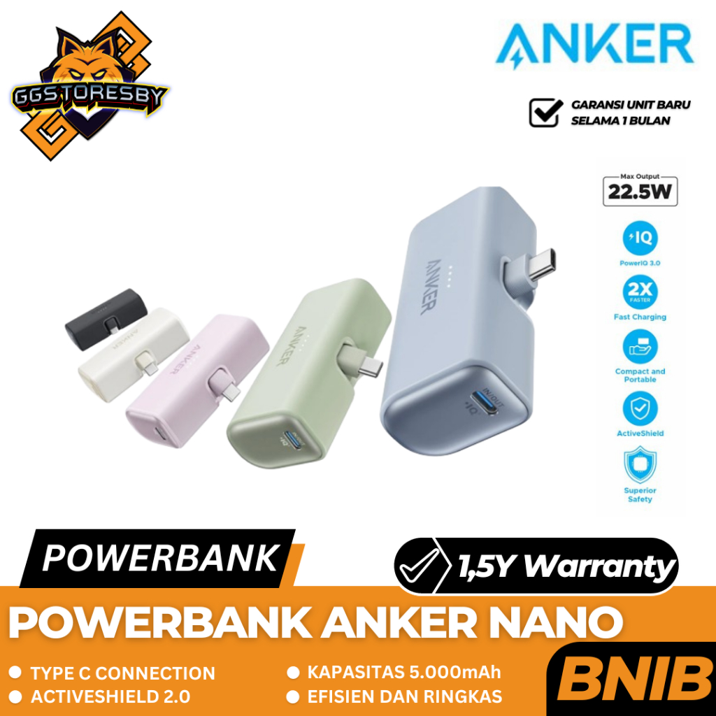 Jual Powerbank Anker Nano | 22.5W Built-In Usb-C Connector - A1653 ...