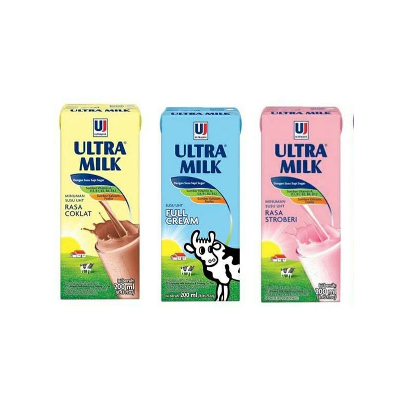 Jual Ultra Milk 200ml Susu Uht Ultra Jaya Ultramilk Coklat Strawberry Full Cream | Shopee Indonesia