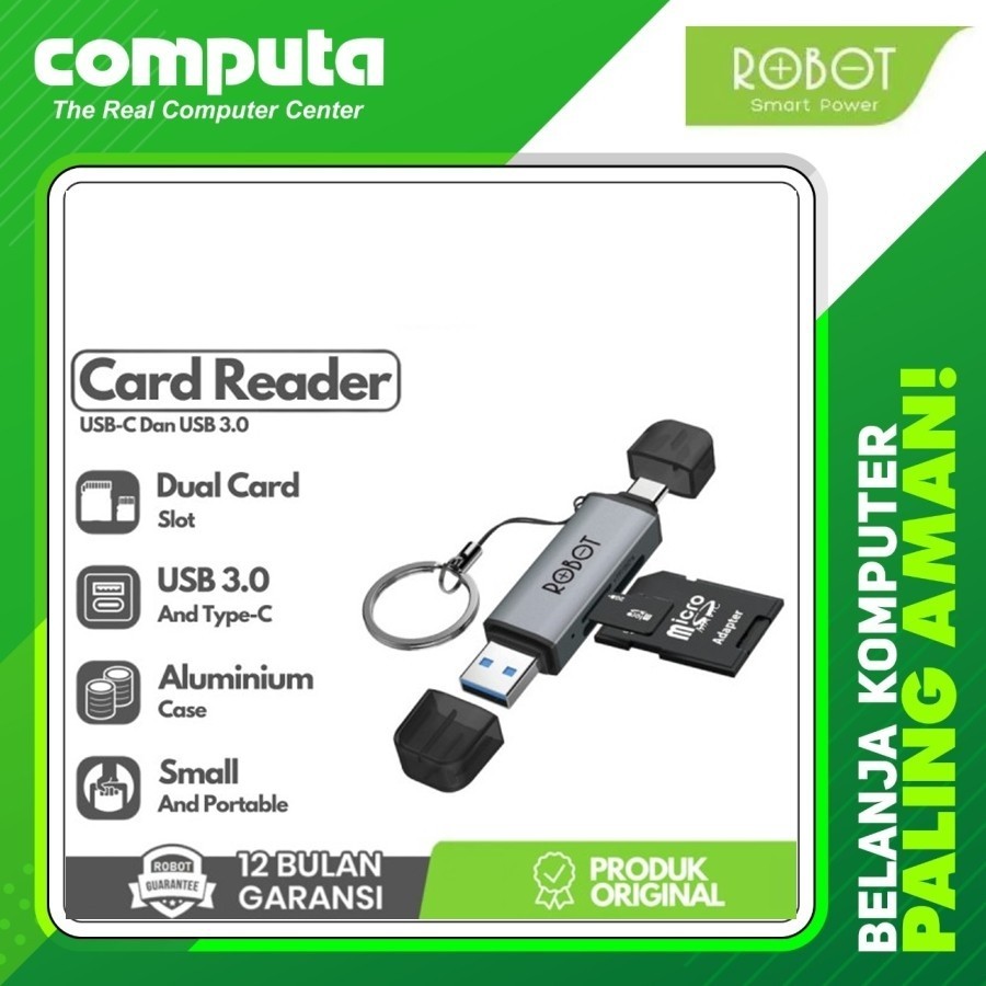 Jual Card Reader Robot CR202S OTG 2 in 1 Type C + USB 3.0 Micro SD ...