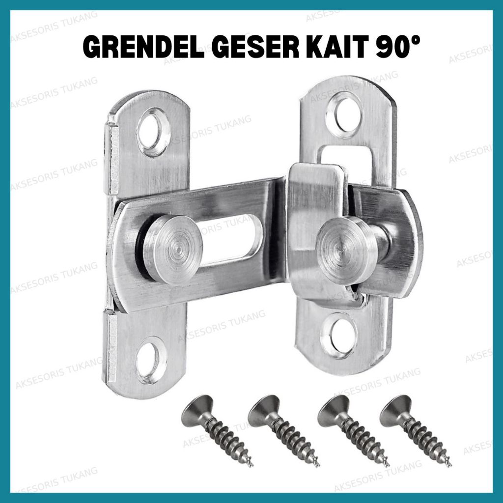 Jual Grendel Pintu Geser Slot Pintu 90 Derajat / Gerendel Dorong Geser ...