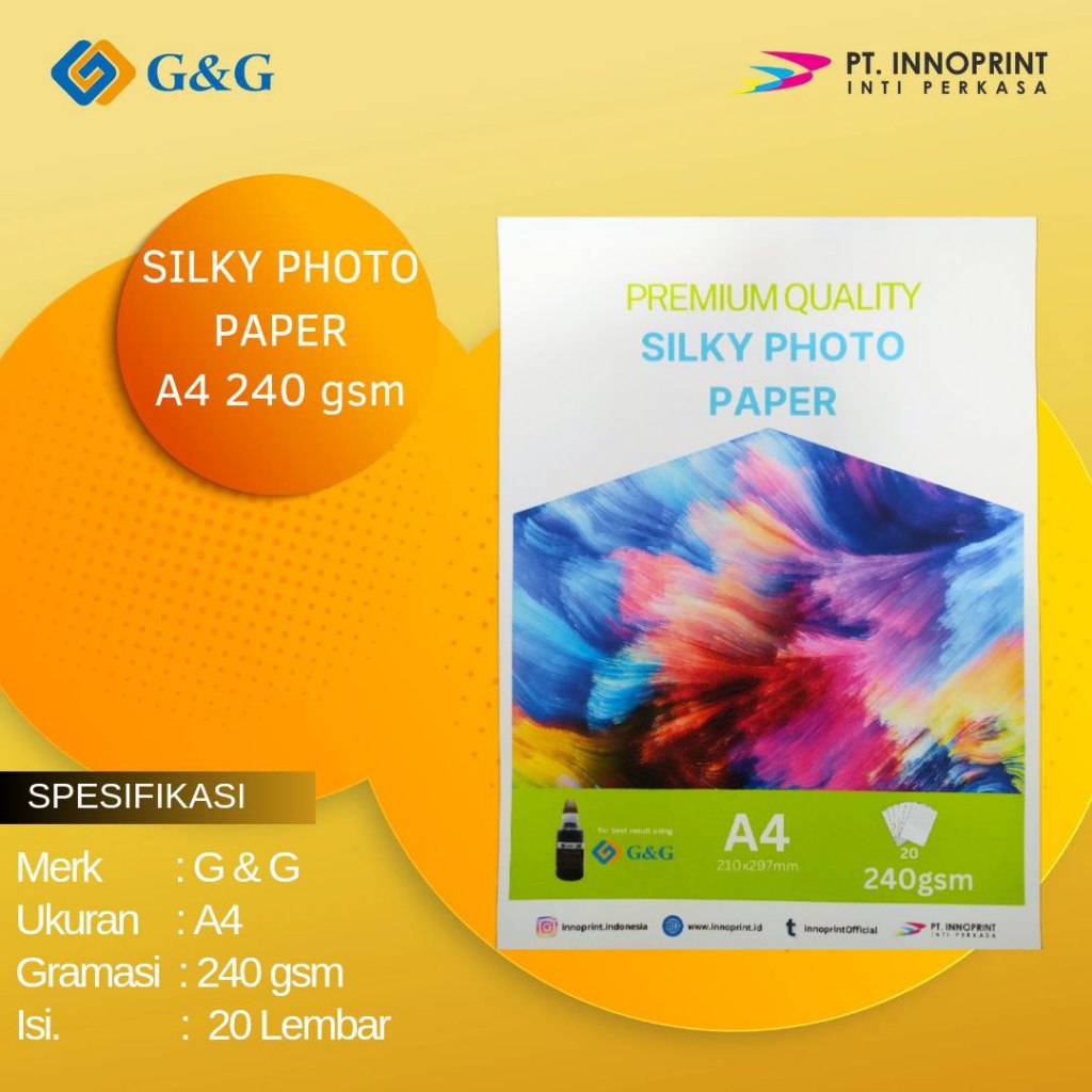 Jual Kertas Photo Innoprint Photo Paper Silky dan RC Glossy A4 240gr ...