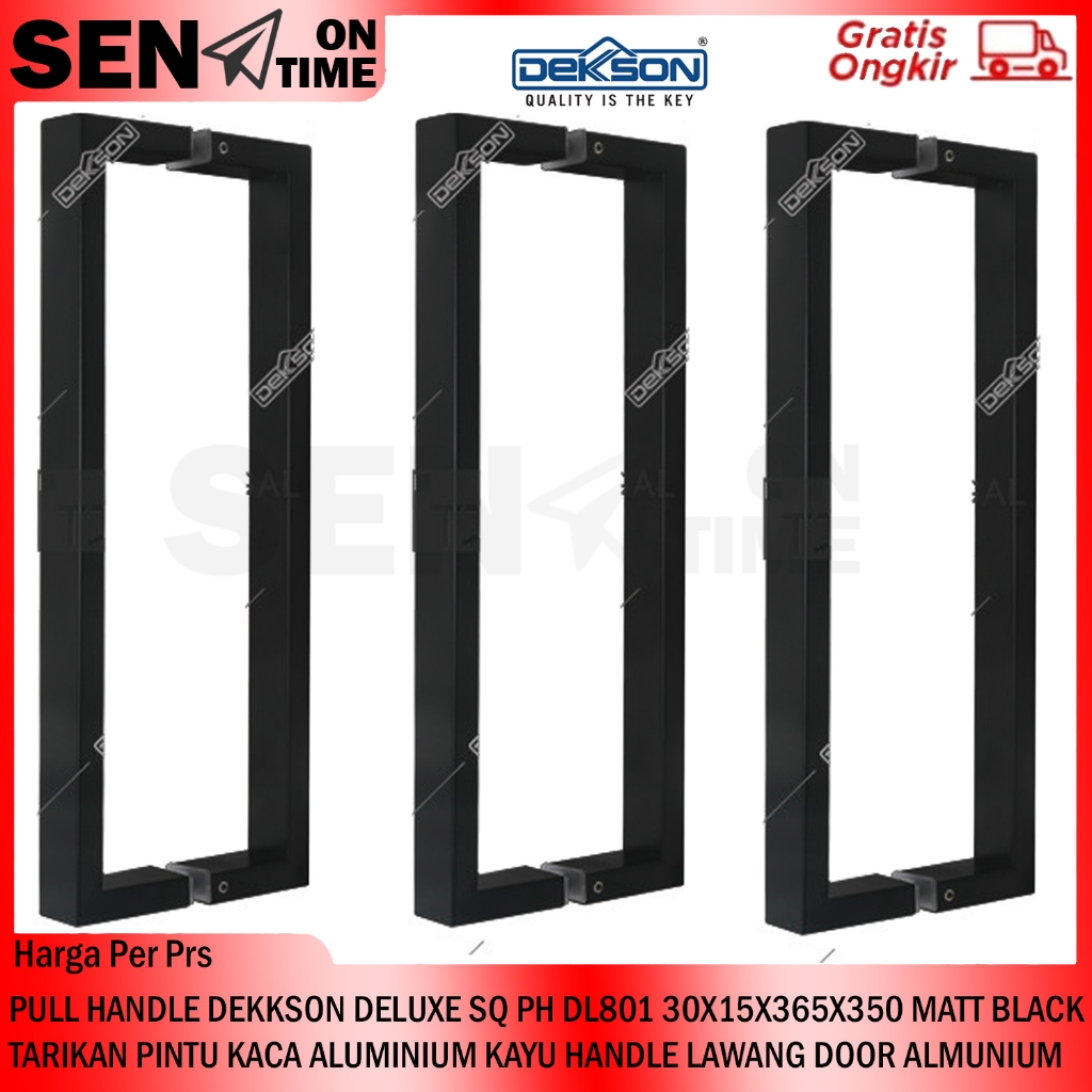 Jual PULL HANDLE DEKKSON DELUXE SQ PH DL801 30X15X365X350 MATT BLACK TARIKAN PINTU KACA ...