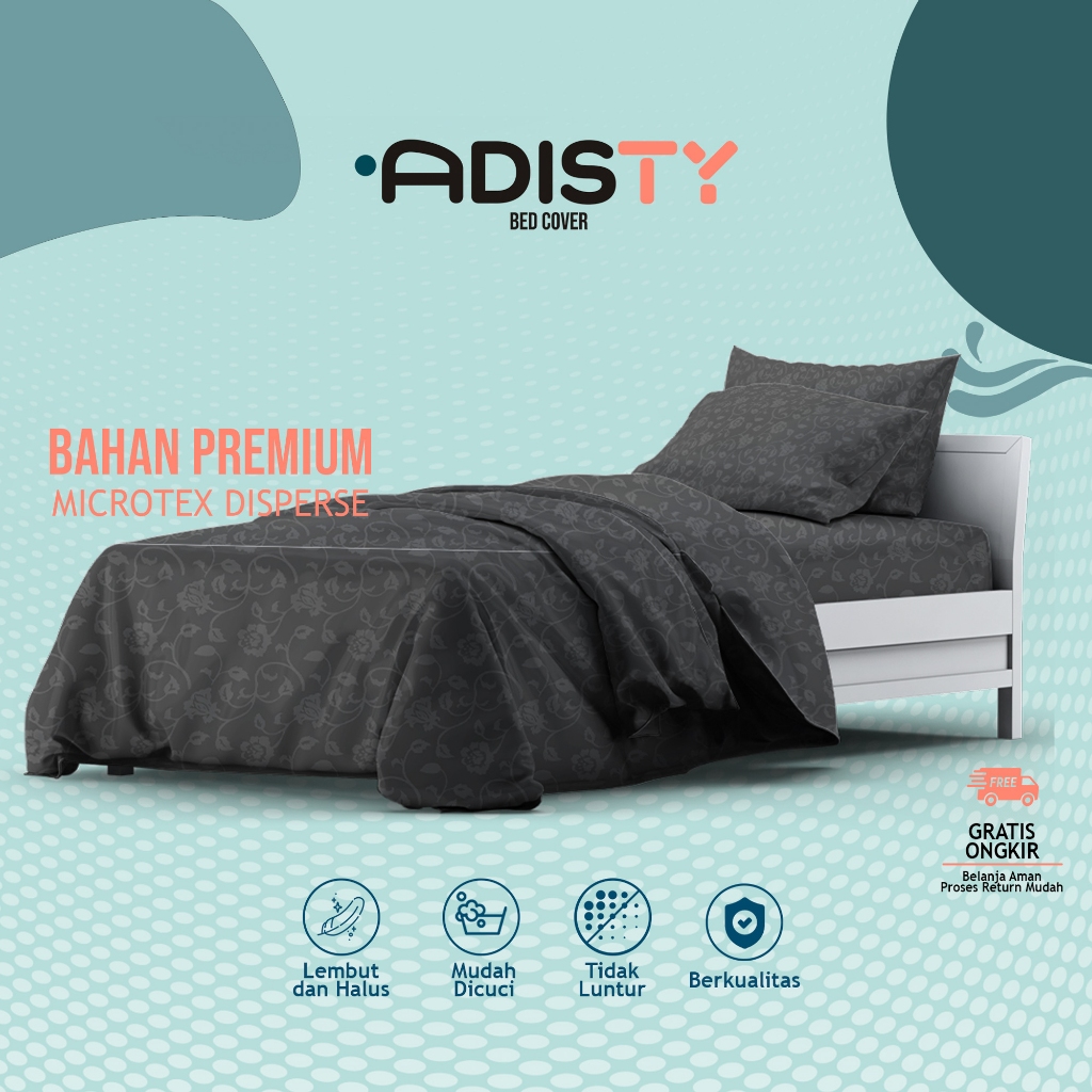 Jual ADISTY BEDCOVER SET{1 SET BEDCOVER} MOTIF POLOS HITAM EMBOS ...