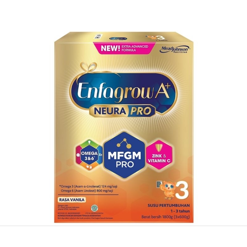 Jual enfagrow A+ 3 susu bubuk pertumbuhan anak 1-3 tahun vanila 1800g ...
