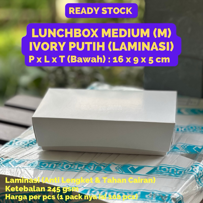 Jual Paper Lunchbox Ivory Putih Polos (LAMINASI) Ukuran Medium [M ...