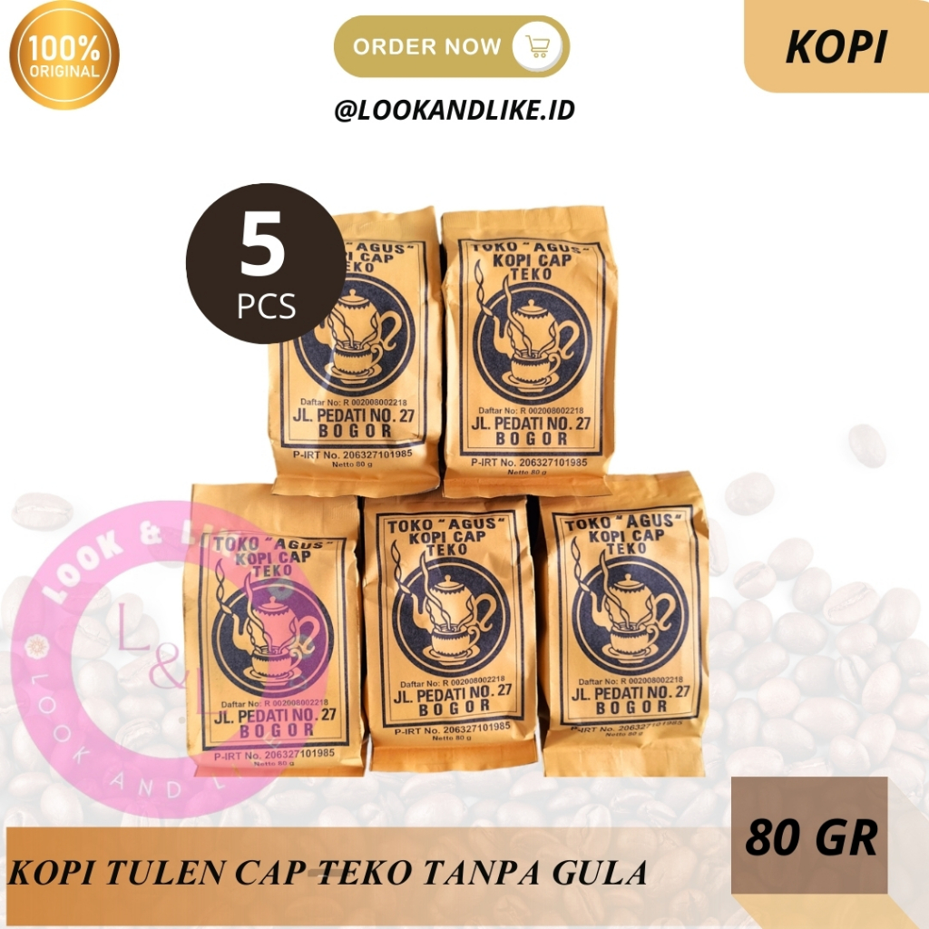 Jual Kopi Cap Teko Isi 5 Bungkus x 80 Gram Tanpa Gula Kopi Legandaris ...
