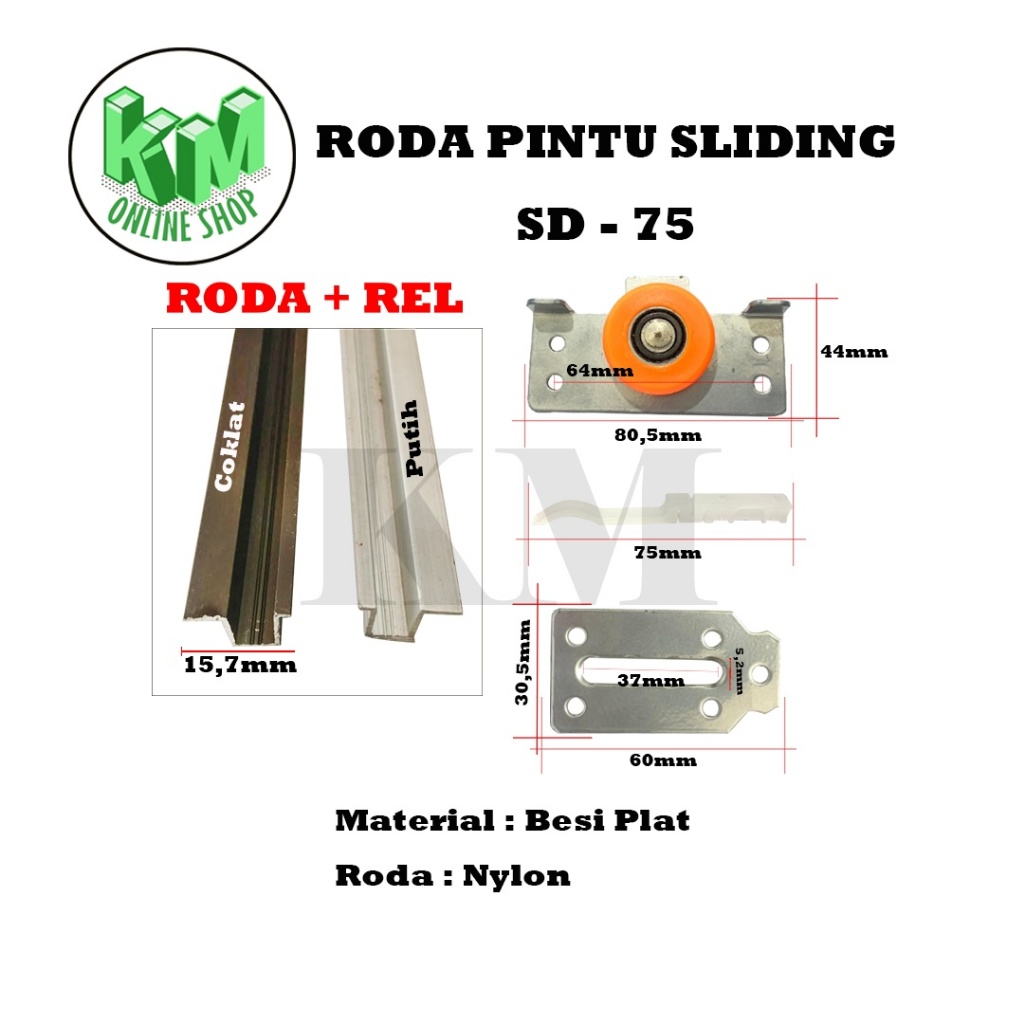Jual Roda Pintu Lemari Geser 385 Orange atau Sliding Pasangan Roda 2 ...