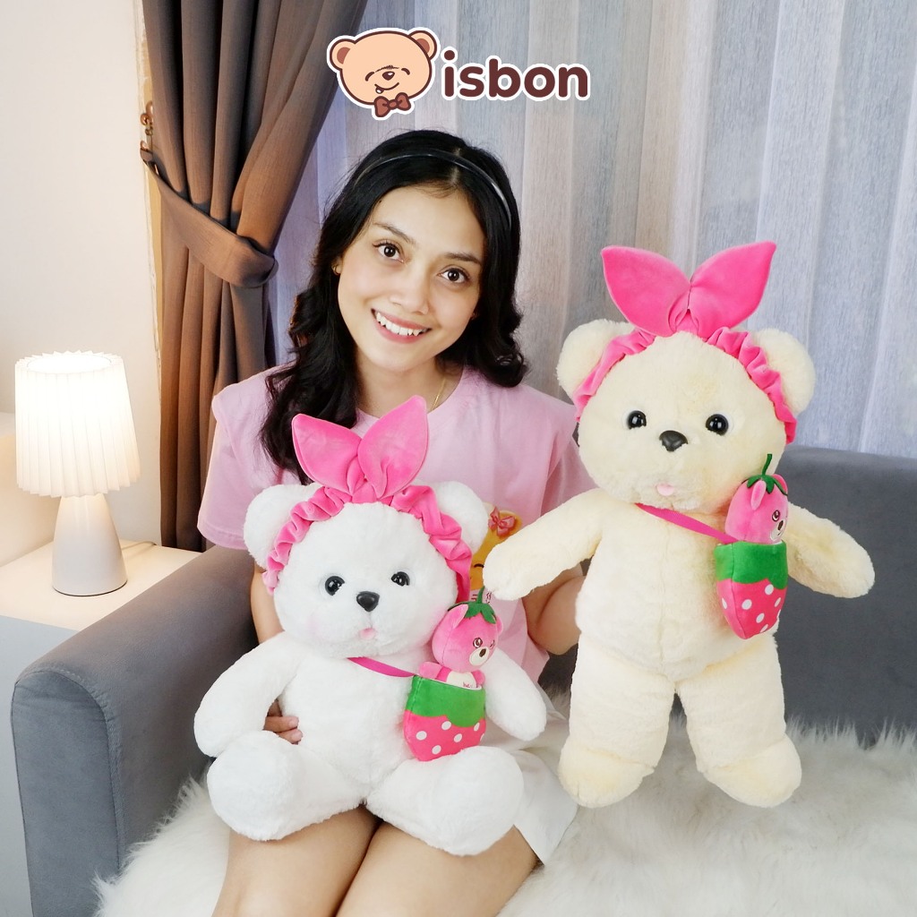 Jual ISTANA BONEKA Beruang Floopy Merry With Bando dan Tas ice bear ...