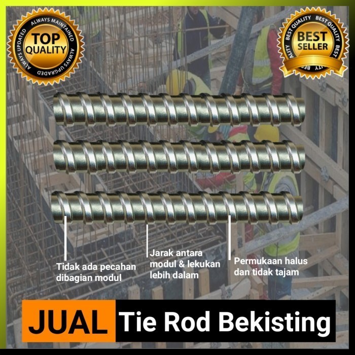 Jual Tie Rod Formwork Scaffolding 3 mtr Tie Rod Tie Bar 16mm 16 mm ...