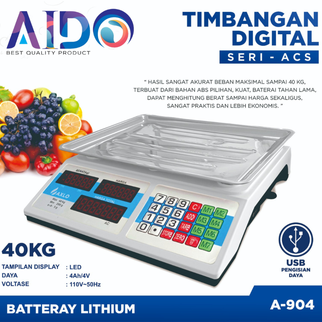 Jual Digital Computing Scale Double Display Timbangan Buah Digital 30kg