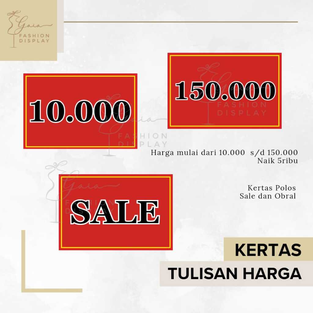 Jual Kertas Tulisan Harga Bandrol / Name Tag Harga Jualan / Kertas ...
