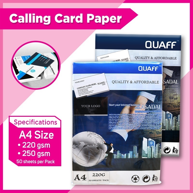 Jual QUAFF Kertas PVC ID Card Kertas Kartu Panggilan Calling Card Paper White Matte Paper 220 ...