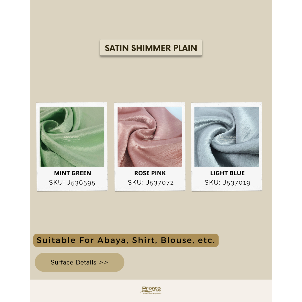 Jual Satin Saten Shimmer Plain Series (Pronto Moda)* | Shopee Indonesia