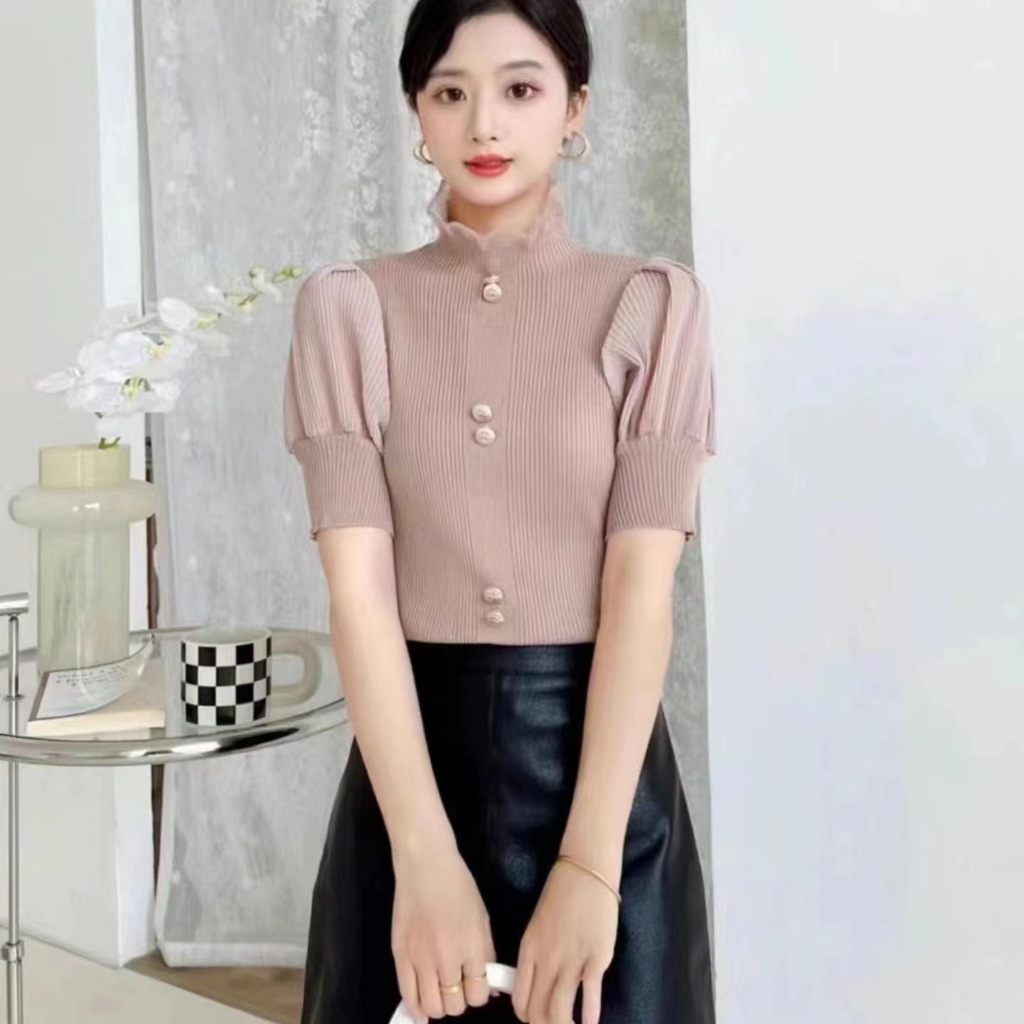 Jual AJW Turtleneck Korean Style Atasan Rajut Import Lengan Panjang Mewah dan Elegan XP | Atasan ...