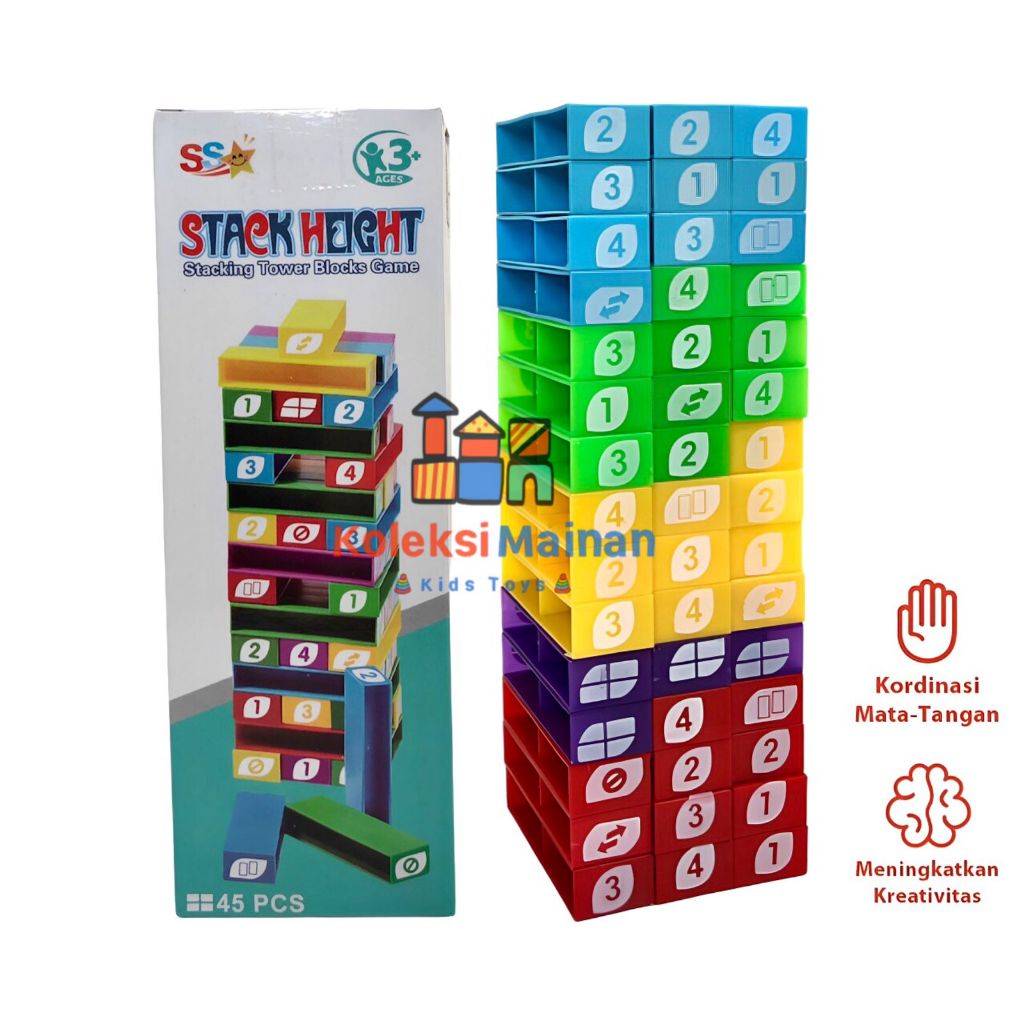 Jual Mainan stacko tower susun balok permainan keseimbangan anak family ...