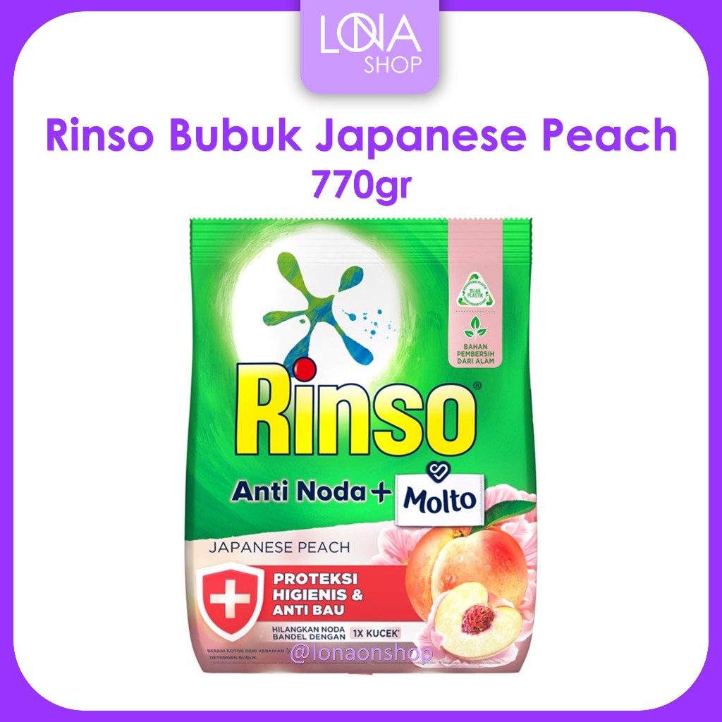 Jual Rinso Molto Detergent Bubuk Deterjen Anti Noda Japanese Peach 770 ...