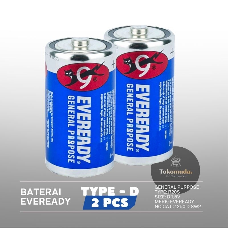 Jual (2PCS) EVEREADY Baterai Super Heavy Duty Size D - Blue || baterai ...