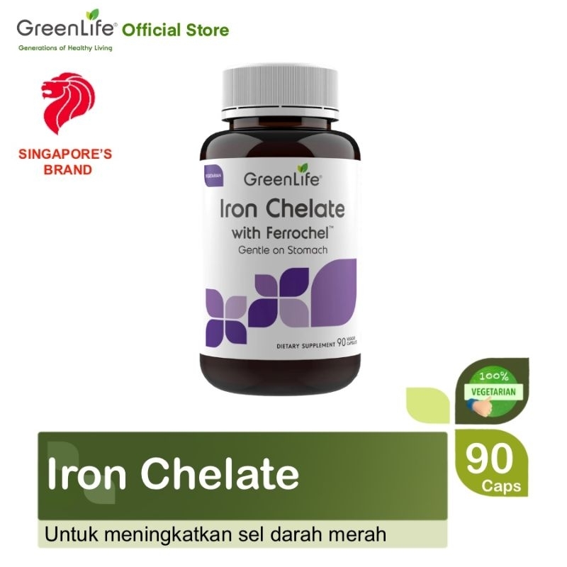 Jual GreenLife Iron Chelate isi 90 Kapsul Vitamin Zat Besi Vegetarian ...