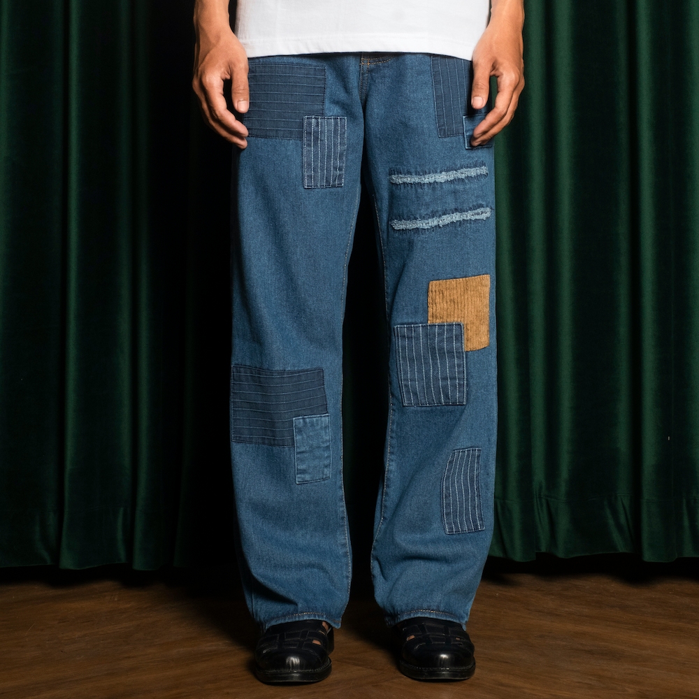 Jual Vearst Denim Baggy Pants Patch Work Chants De Rats Blue | Shopee ...