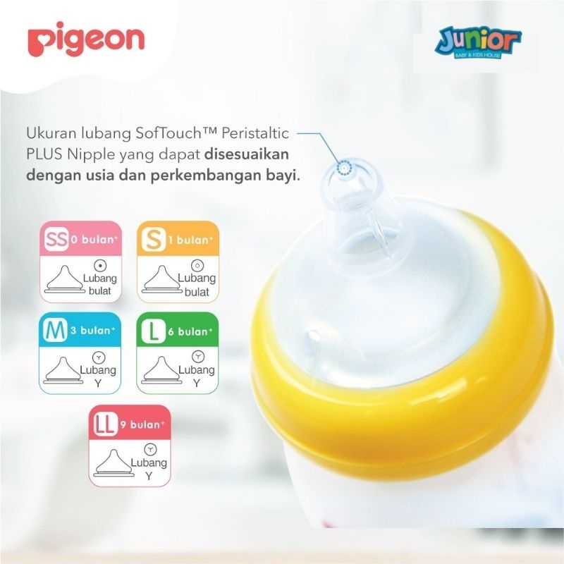Jual PIGEON Soft Touch Peristaltic Plus Nipple Wide Neck. Ready Manado | Shopee Indonesia