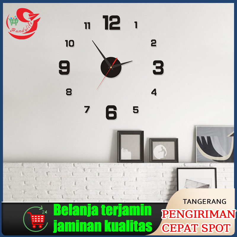 Jual Jam Dinding Diy Besar Gold Angka Huruf 3D / Jam Diy Silver Raksasa ...