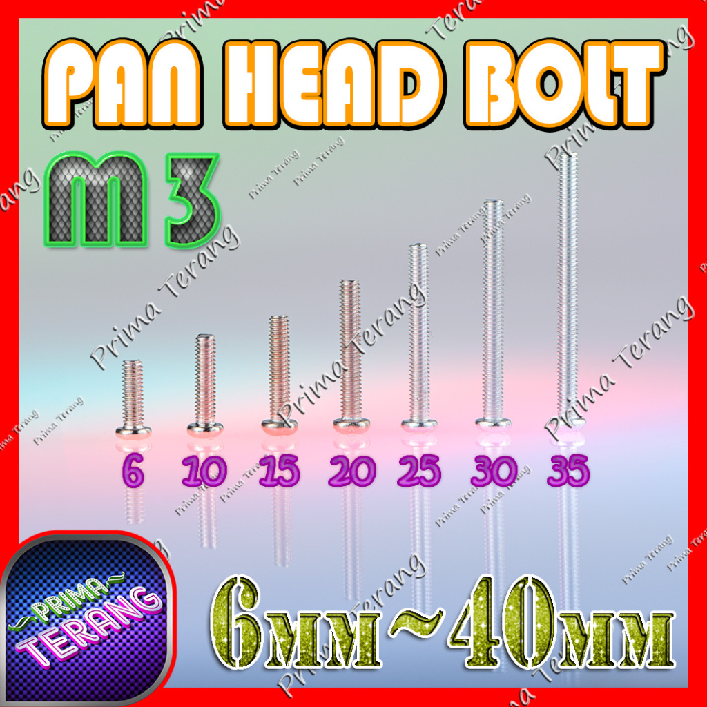 Jual Baut JP Pan Head M 3 Kepala Bulat 6 8 10 12 15 20 25 30 35 40 mm PH M3 | Shopee Indonesia