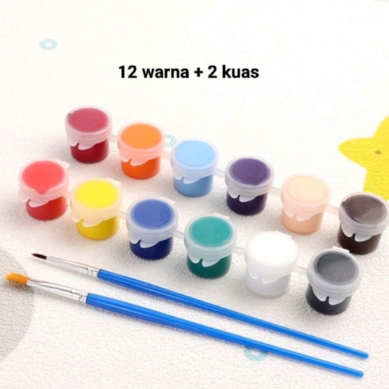 Jual cat lukis akrilik uk 3ml isi 12 warna | Shopee Indonesia