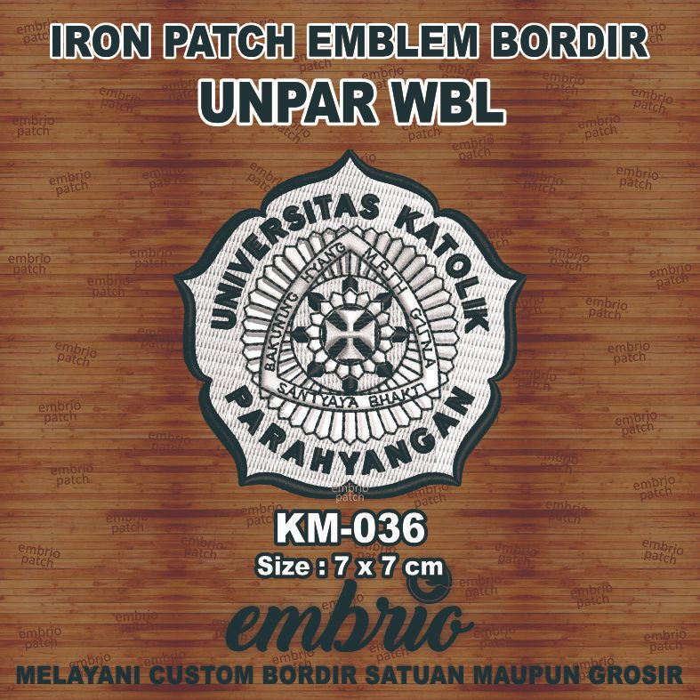 Jual KM-036 Patch logo UNPAR emblem bordir korsa Universitas Katolik ...
