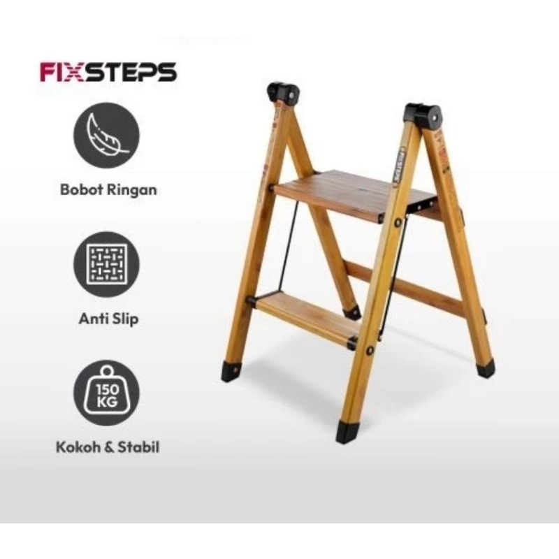 Jual Tangga Lipat Tangga Aluminium 2 atau 1 Step Motif Kayu Krisbow ...