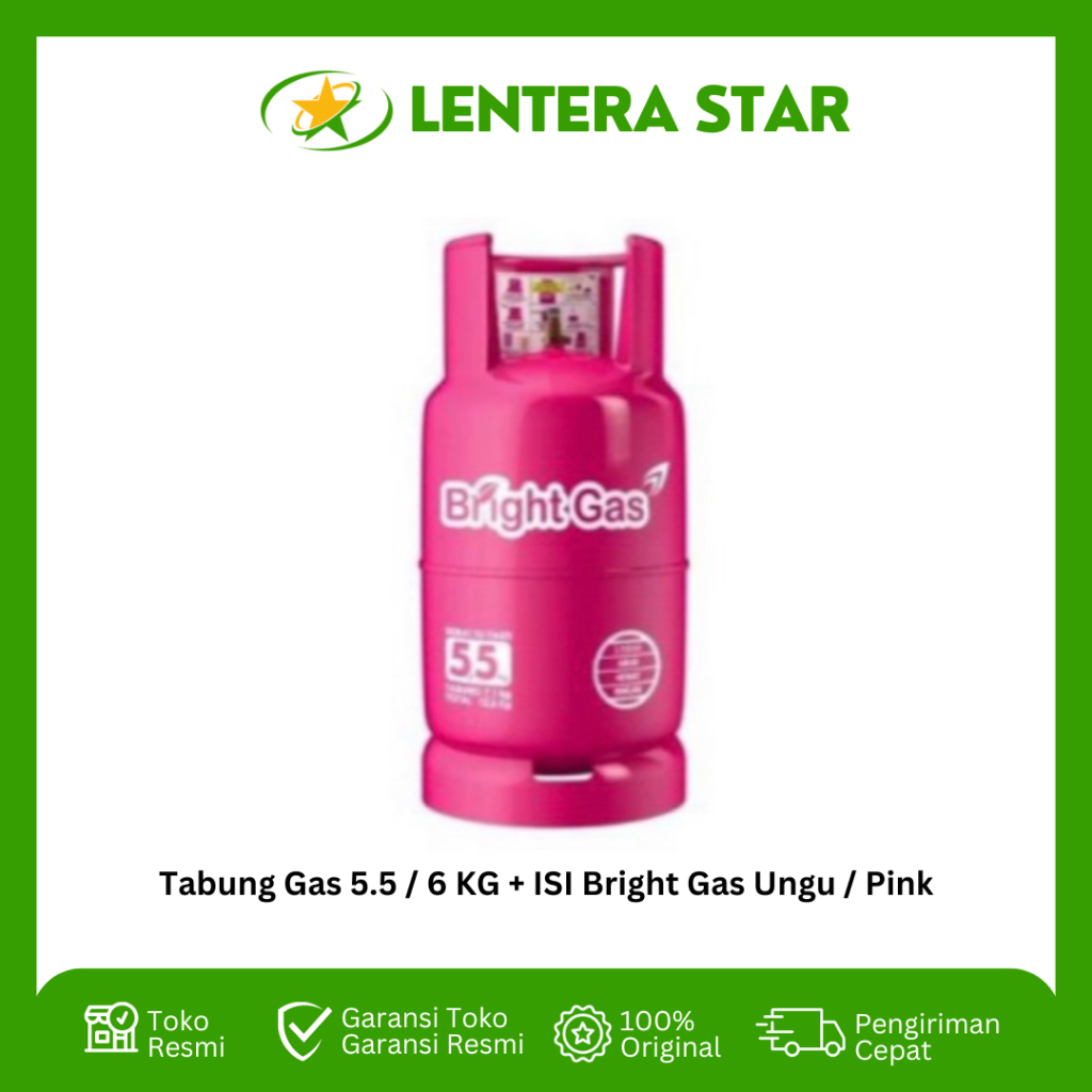 Jual Tabung Gas 5.5 / 5,5 / 6 KG + ISI Bright Gas Ungu / Pink | Shopee Indonesia