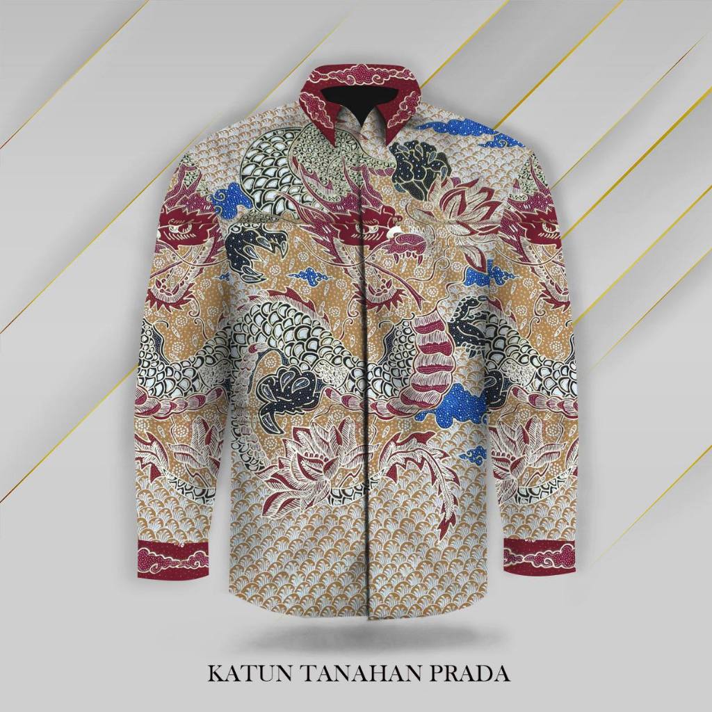 Jual Kain Batik Tulis Pola Kemeja prada gold Premium BATIK NAGA PRADA ...