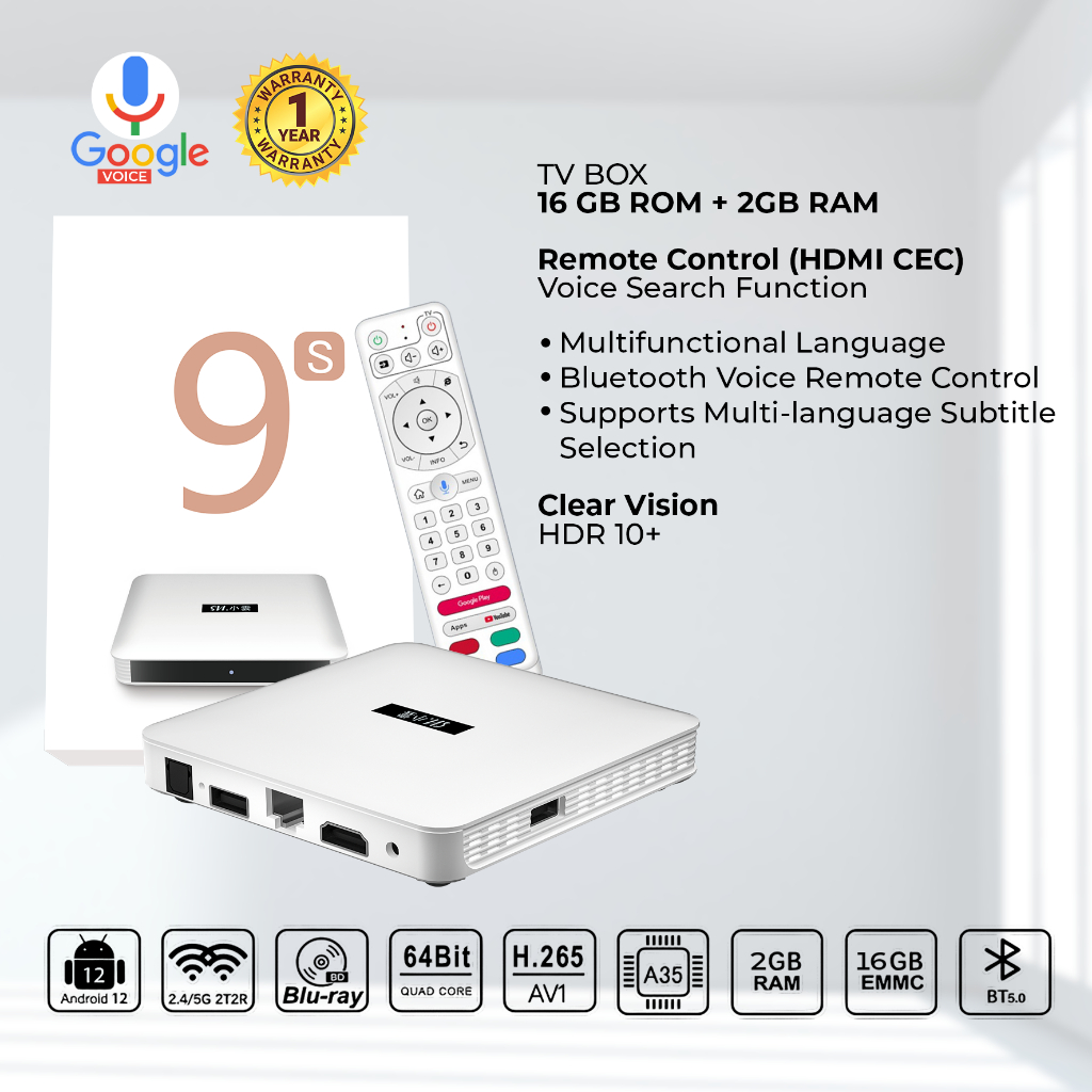 Jual ANDROID TV BOX SVI CLOUD 9S 2GB/16GB 8K HDR 64BIT ANDROID 12 ...