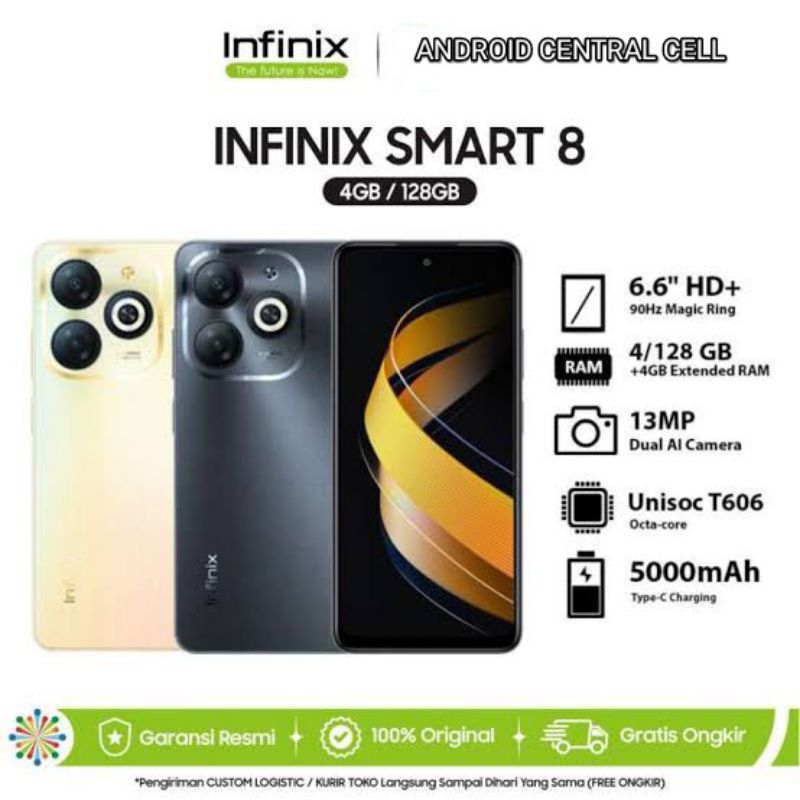Jual INFINIX SMART 8 - RAM 4/128GB, CAM 13MP, BAT 5000MAH, GRS RESMI ...