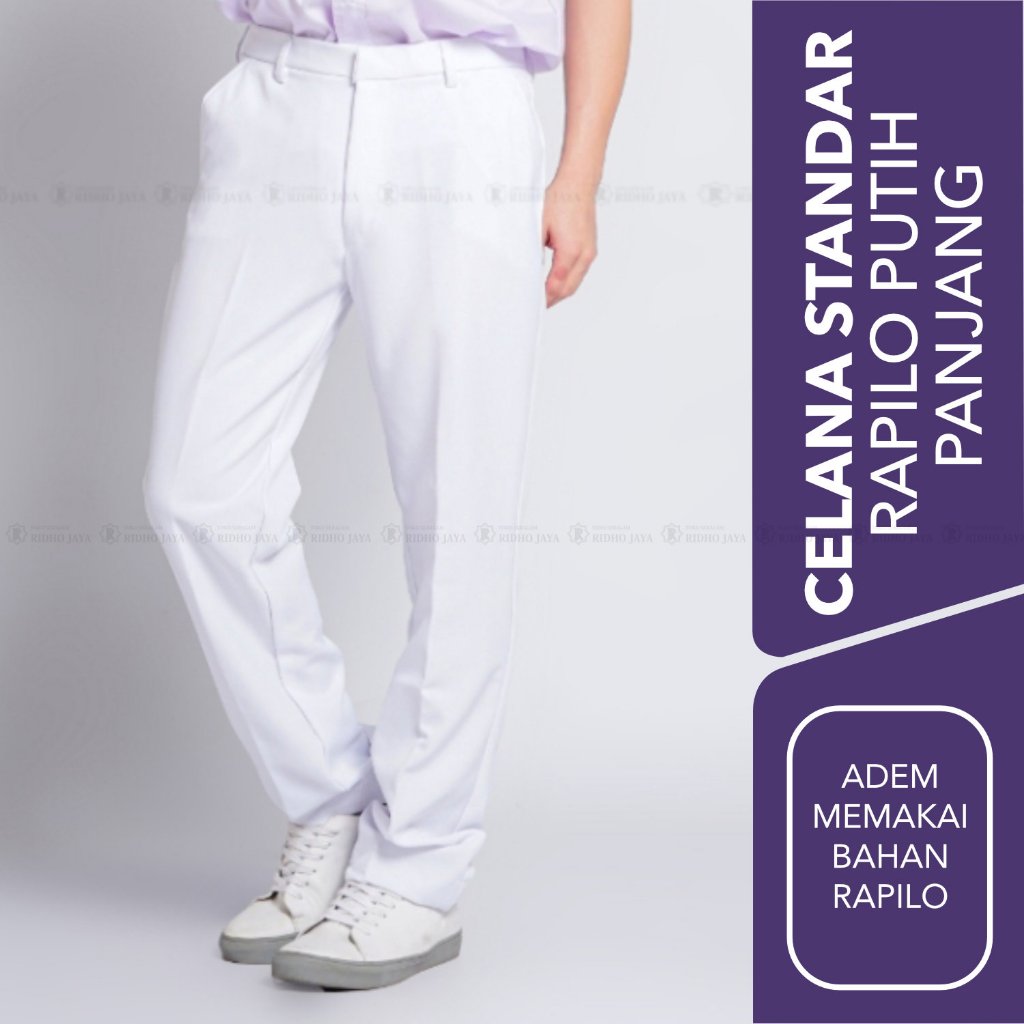 Jual RIDHO JAYA - Celana Span Rapilo Rafilo Putih Panjang Celana Putih ...