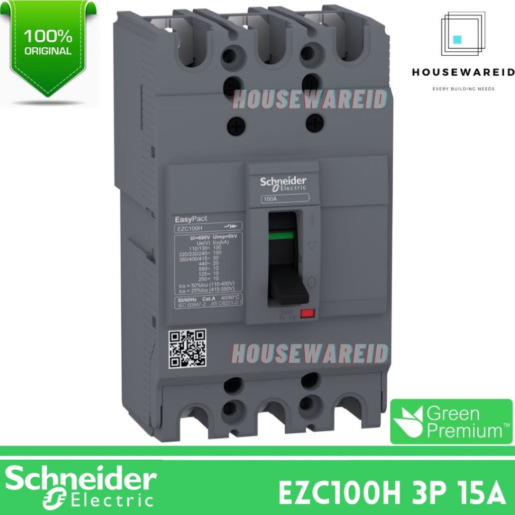 Jual MCCB 3p 15a Schneider EZC100H Original / Breaker MCCB 3 Phase 15 Ampere Schneider ...