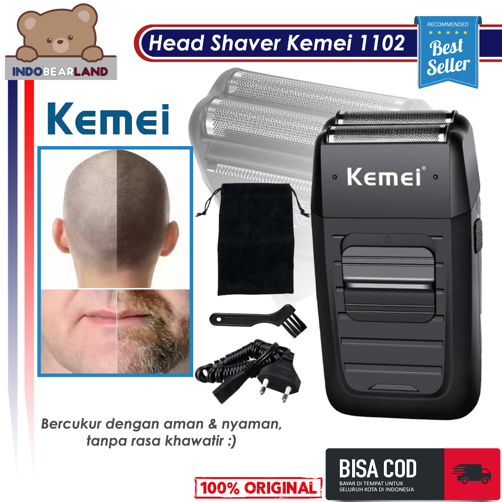 Jual Shaver Kemei 1102 Alat Cukur Rambut Jenggot Kumis Kepala Botak ...