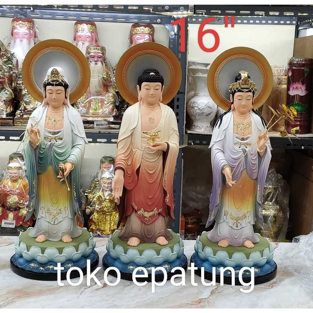 Jual patung Buddha tri Ratna / sie fang San sen / 西方三圣 resin 16 inch ...