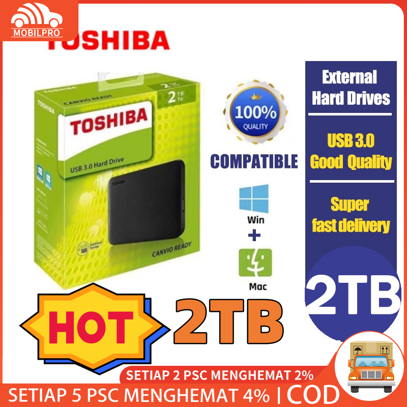 Jual 2TB Toshiba Canvio Basic HD Hardisk Eksternal / HDD External USB 3.0 Portable Hard Disk ...