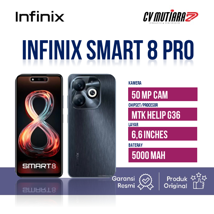 Jual INFINIX SMART 8 PRO RAM 8 INTERNAL 128GB GARANSI 1 TAHUN | Shopee Indonesia