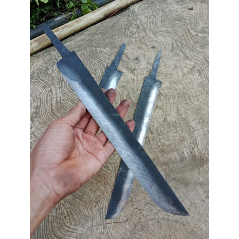 Jual mentahan bilah model pisau straight bahan baja per panjng 30cm ...
