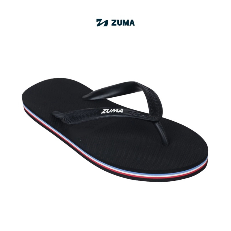 Jual Sandal Zuma Men Stripe Hitam Biru Merah / Sandal Jepit Karet Cowok ...