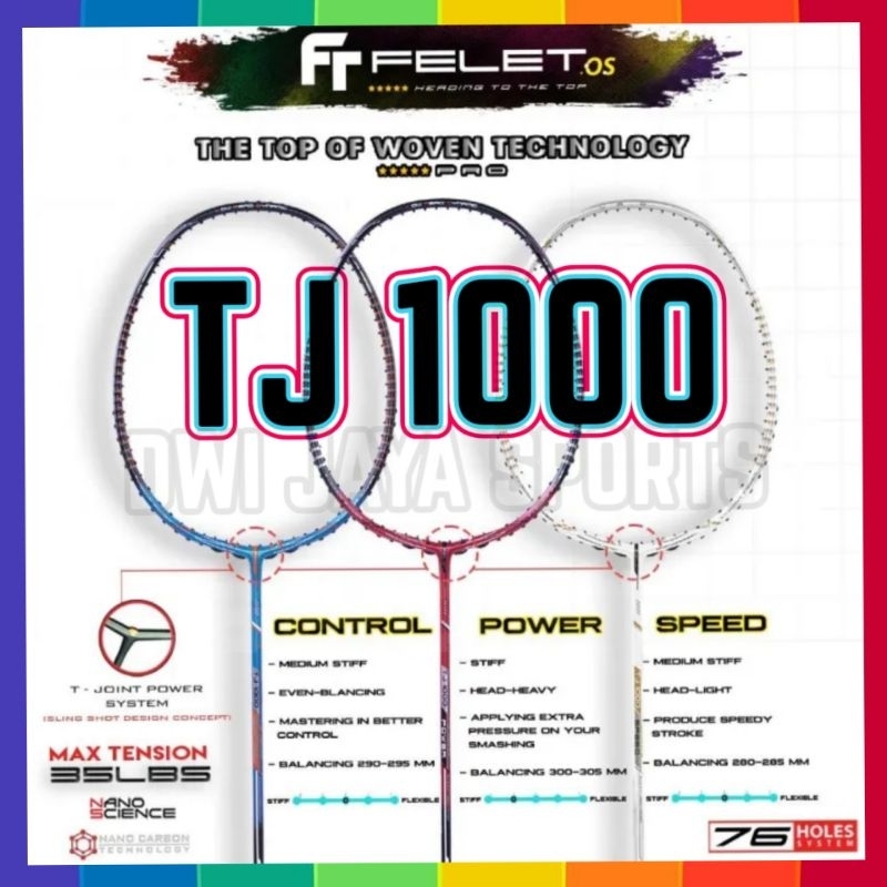 Jual Felet TJ 1000 Control/Power/Speed Badminton Raket | Raket Felet ...