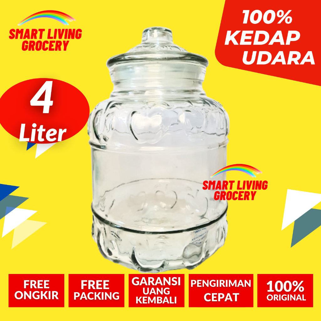 Jual TOPLES KACA KEDAP UDARA 4 LITER TOPLES BOTOL JAR TEMPAT WADAH ...