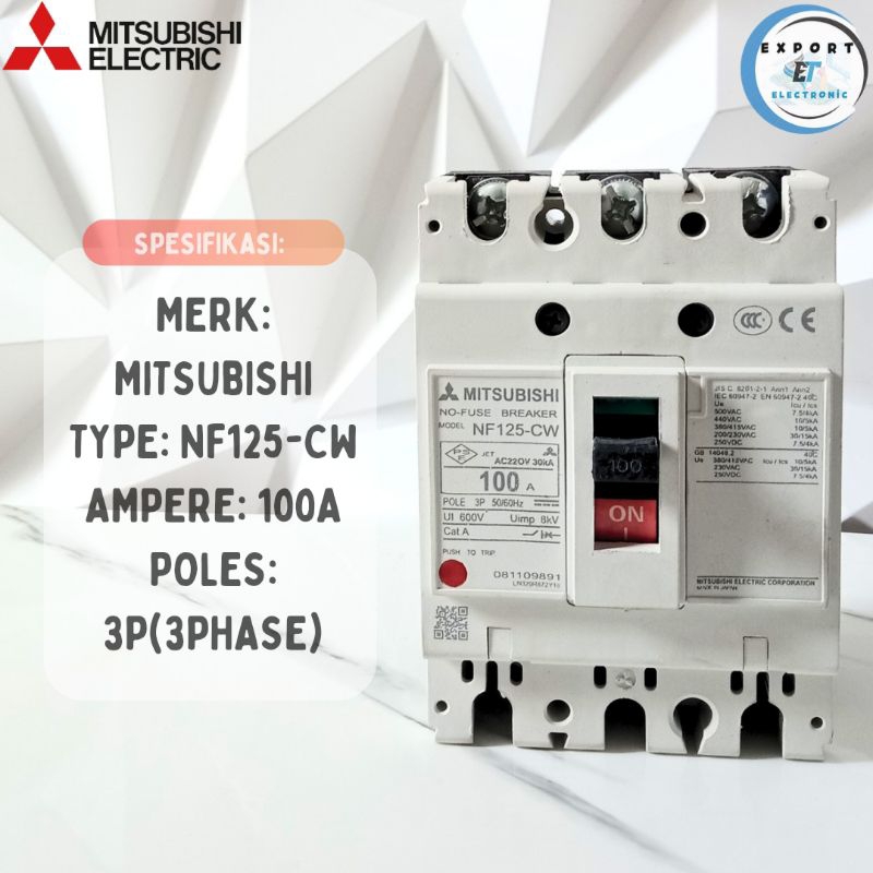 Jual MCCB Breaker MITSUBISHI NF125-CW 3P 100A | Shopee Indonesia