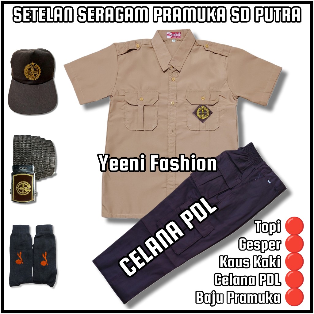 Jual Setelan Seragam Sekolah Pramuka Penggalang SD Putra Baju Pramuka SD Lengan Pendek Celana ...